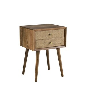 HomeRoots 25" Chestnut Solid Wood End Table With Two Drawers - 18 - Bed ...