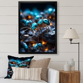 Designart "Digital Antics Pixelated Ant I" Animals Ant Framed Canvas ...