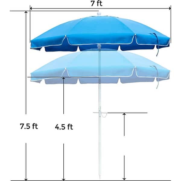 7 ft. Telescoping Steel Pole Beach Umbrella with Sand Anchor - Bed Bath ...