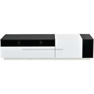 Entertainment Units Two-tone Design TV Stand with Silver Handles - Bed ...