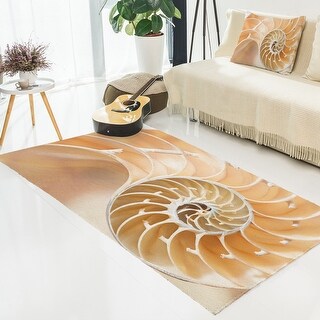Designart 'Brown Nautilus Shell Pattern' Contemporary Area Rug - Bed ...
