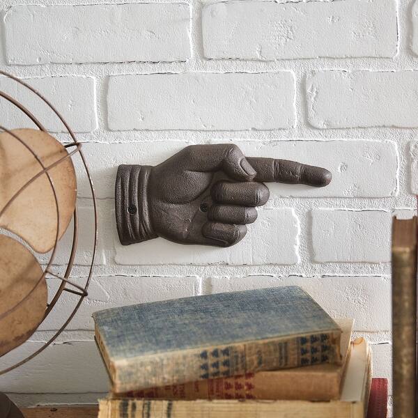 Cast Iron Pointing Hand Plaque - 8.75''W x 0.5''D x 4''H - Bed Bath ...