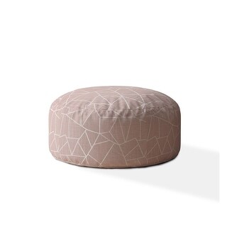 HomeRoots 24" Pink Canvas Round Geometric Pouf Ottoman - Bed Bath ...