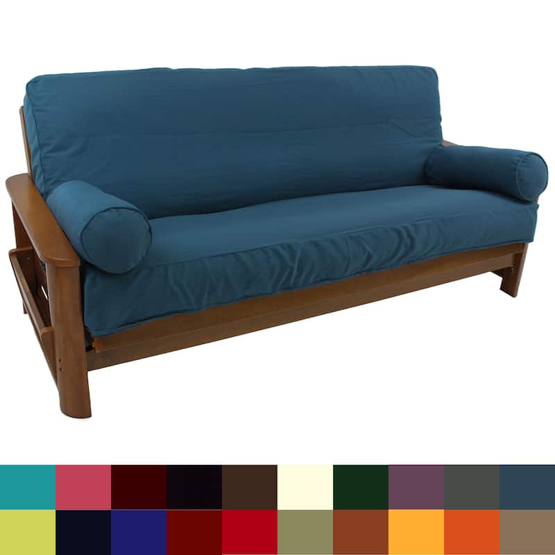 Microsuede Full-Size 8-10 Inch Thick Futon Cover Set with Two Bolster ...