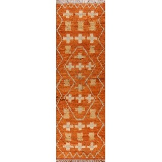 Berber Moroccan Runner Rug Hand-knotted Modern Wool Carpet - 2'11" x 9 ...