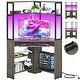 Corner Desk w/Hutch, Triangle Gaming Desk w/Keyboard Tray, Computer ...
