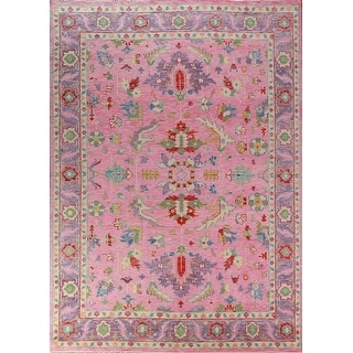 Pink Oushak Oriental Area Rug Handmade Wool Carpet - 9'0" x 11'10 ...