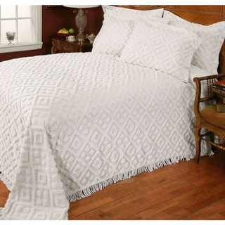 Full size Chenille Cotton Bedspread with Fringe Edges - Bed Bath ...