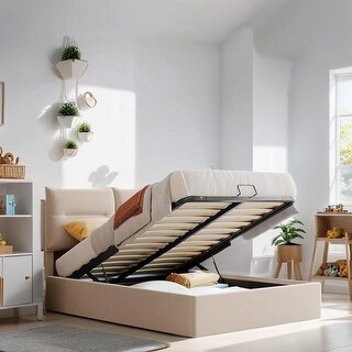 Full size Platform Bed with a Hydraulic System Underbed Storage ...