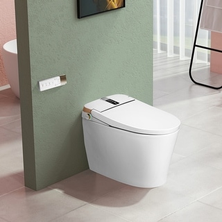 Black/White Smart Bidet Toilet, LED Screen With Elongated Seat, Toilet ...