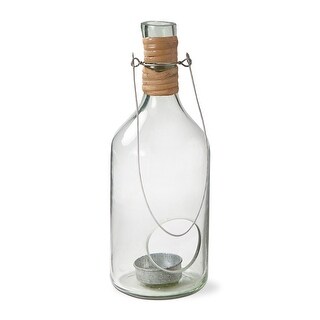 Recycled Blown Glass Bottle Shaped Lantern Tealight Candle Holder Small ...