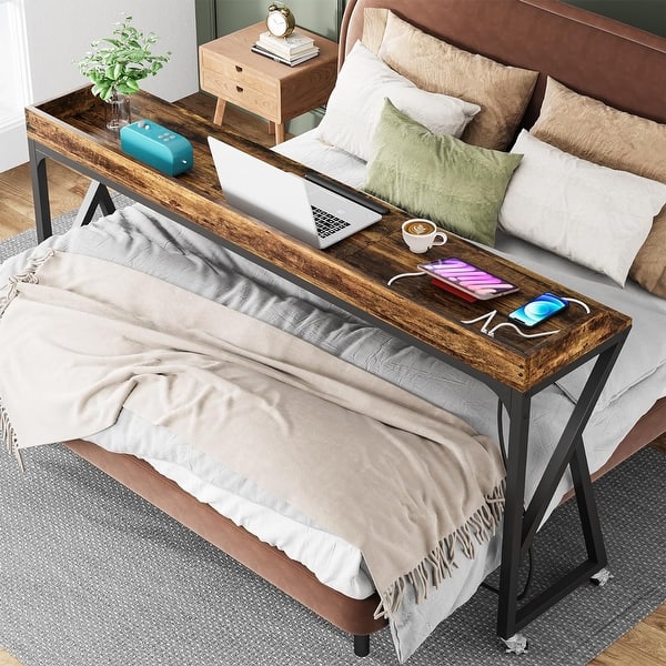 70.9 inch Rolling Overbed Table with Adjustable Tilt Board - Bed Bath ...
