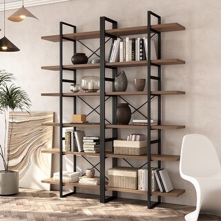 Davee Brown Walnut Color Storage organizer and Display Bookshelves - 85 ...