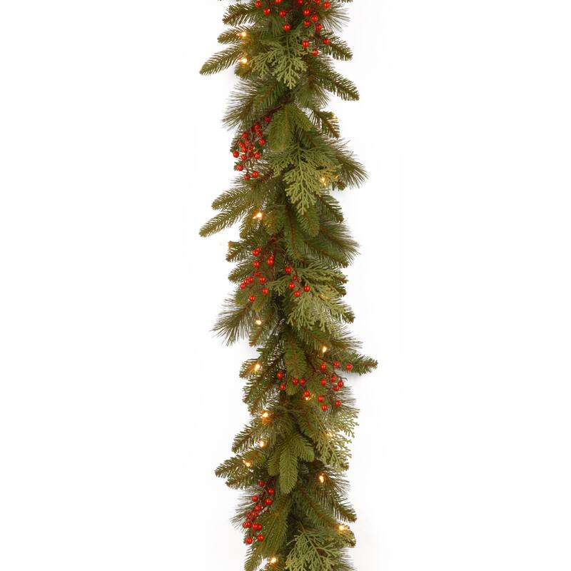 National Tree Company 9 ft. Classical Collection Green/Red Garland with ...