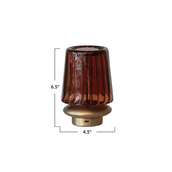 Reclaimed Glass and Metal LED Table Lamp with Touch Sensor - 4.5"L x 4. ...