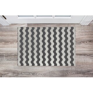 UNDULATING WAVY STRIPES CHARCOAL Doormat By Becky Bailey - Bed Bath ...