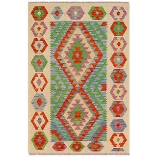 Turkish Bohemian Howard Hand-Woven Kilim Rug - 3'4'' x 4'11'' - 3'4'' x ...