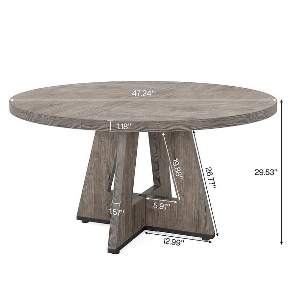 47 Inch Round Dining Table for 4, Wood Farmhouse Dinner Dinning Table ...