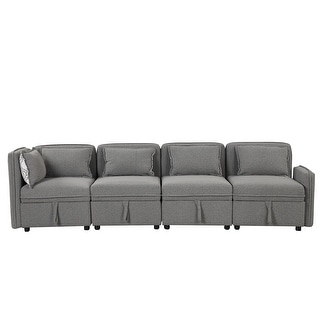 123 inch Convertible Modular Sofa, 4 Seater Chenille Fabric Sectional ...
