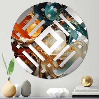 Designart "Orange and emerald marble lava III" - Modern Abstract ...