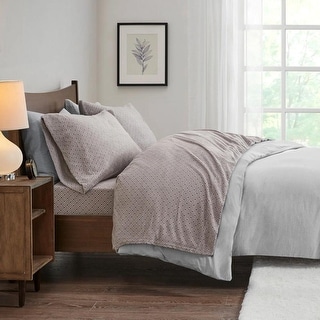 4pc King Micro Fleece Deep Pocket Printed Sheet Set Grey Diamond - Bed ...