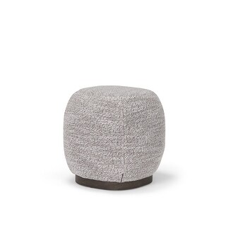 Siren Gray Fabric w/ Dark Brown Wood Round Pouf - Bed Bath & Beyond ...