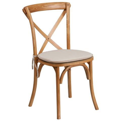 2 Pk. Stackable Wood Cross Back Chair with Cushion - On Sale ...