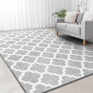 Shag Area Rug 5x8 Feet Modern Geometric Rug,Grey/White - Bed Bath ...