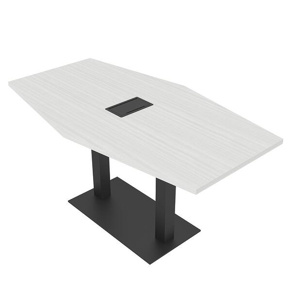 3X6 Hexagon Conference Table Square Metal Base Data And Electric Unit ...