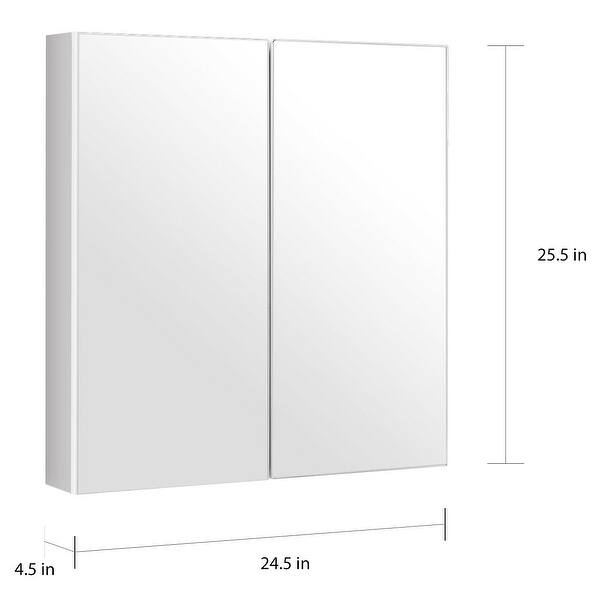 2-Tier Wall-Mounted Storage Cabinet with Double Mirror Doors - 24.5" x ...