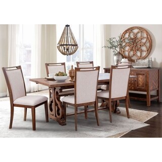 Naomi Collection Chocolate Wood Carved Dining Set - Bed Bath & Beyond ...
