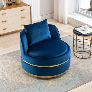 360° Swivel Chair Blue Velvet Barrel Chair Accent Chair Lounge Chairs ...