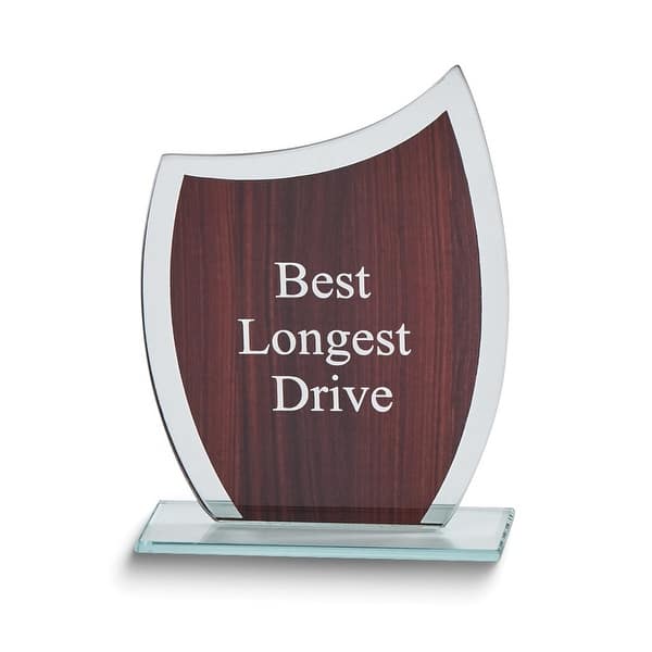 Curata Large Glass Trophy/Award with Wood Grain Panel - Bed Bath ...