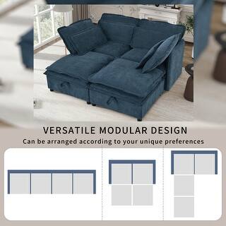 Polyester Modular Freely Combinable Sofa with 4 Soft Cushions - Bed ...