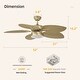 Moasis 52" Palm Leaf Ceiling Fan with Light Tropical Style with Remote ...
