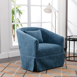 Simple 360 Degree Swivel Cuddle Barrel Accent Armchair Linen Blend ...
