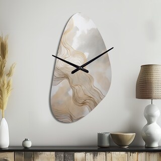 Designart - Gold And Grey Linear Expressions V - Abstract Line Art ...