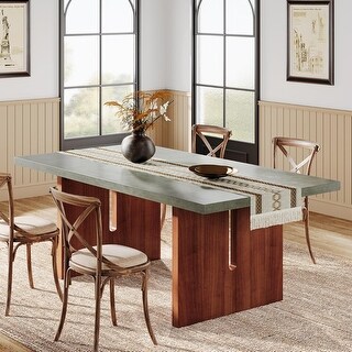 63" Farmhouse Dining Table for 4-6 People, Rectangular Wood Kitchen ...