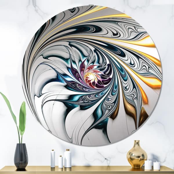 Designart Modern Stained Glass Floral Art Printed Wall Mirror - Bed ...