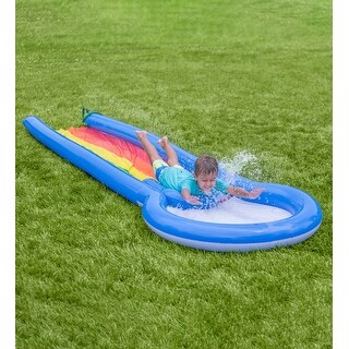 Hearthsong Inflatable 12'L Misted Rainbow Water Slide with Splash Pool ...