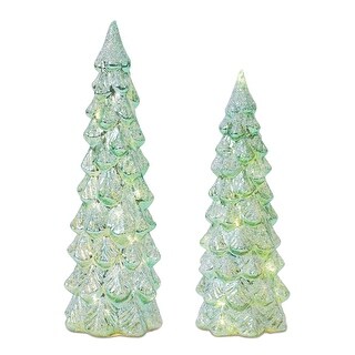 LED Glittered Glass Tree Décor (Set of 2) - Bed Bath & Beyond - 37983453