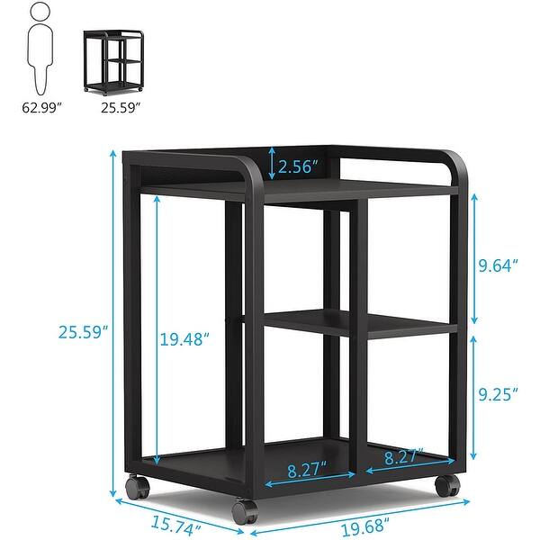 3-Tier Printer Stand with wheels, Printer Carts with Storage Desk ...