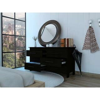 6 Drawer Dresser with 6 Black Metal Handles, Superior Top, Black - Bed ...