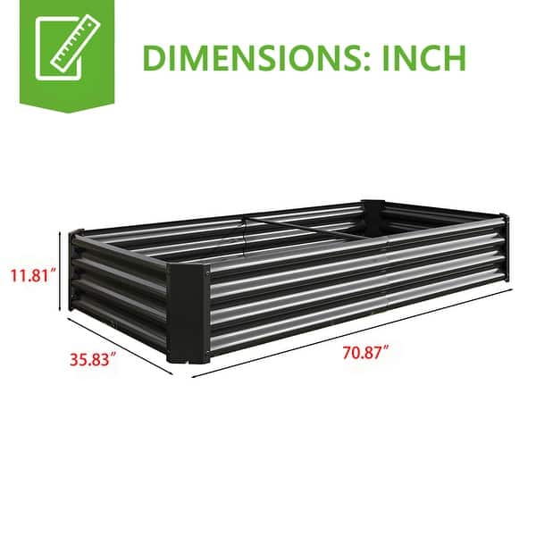 Outdoor Galvanized Metal Raised Garden Bed Kit - 6 x 3 x 1 ft - Bed ...