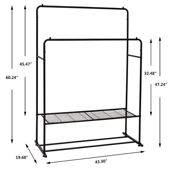 Garment Rack Freestanding Hanger Double Rods Multi-functional - Bed ...