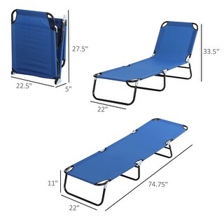 Portable Folding Camping Chaise Lounge Poolside Blue Sun Tanning Chair ...