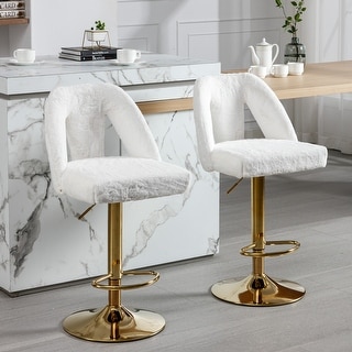 Faux Rabbit Hair Barstools Swivel Adjusatble Seat Modern Bar Stool ...