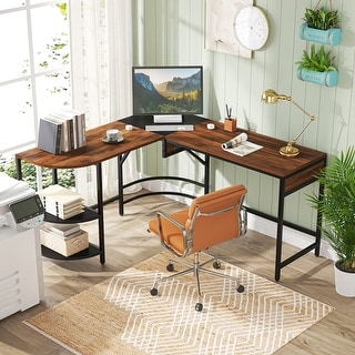 59" L Shaped Desk with Lift Top, Large Corner Computer Desk with ...