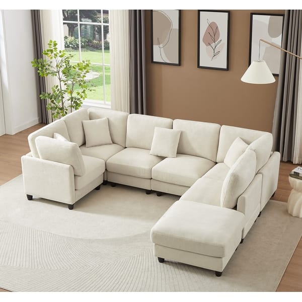 Warenne 7-Piece combination sofa chair, L-Shaped with Cushions - Bed ...