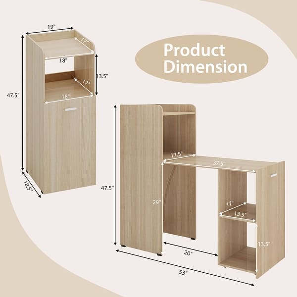 Costway Extendable Computer Desk Reversible Home Office Desk Study ...